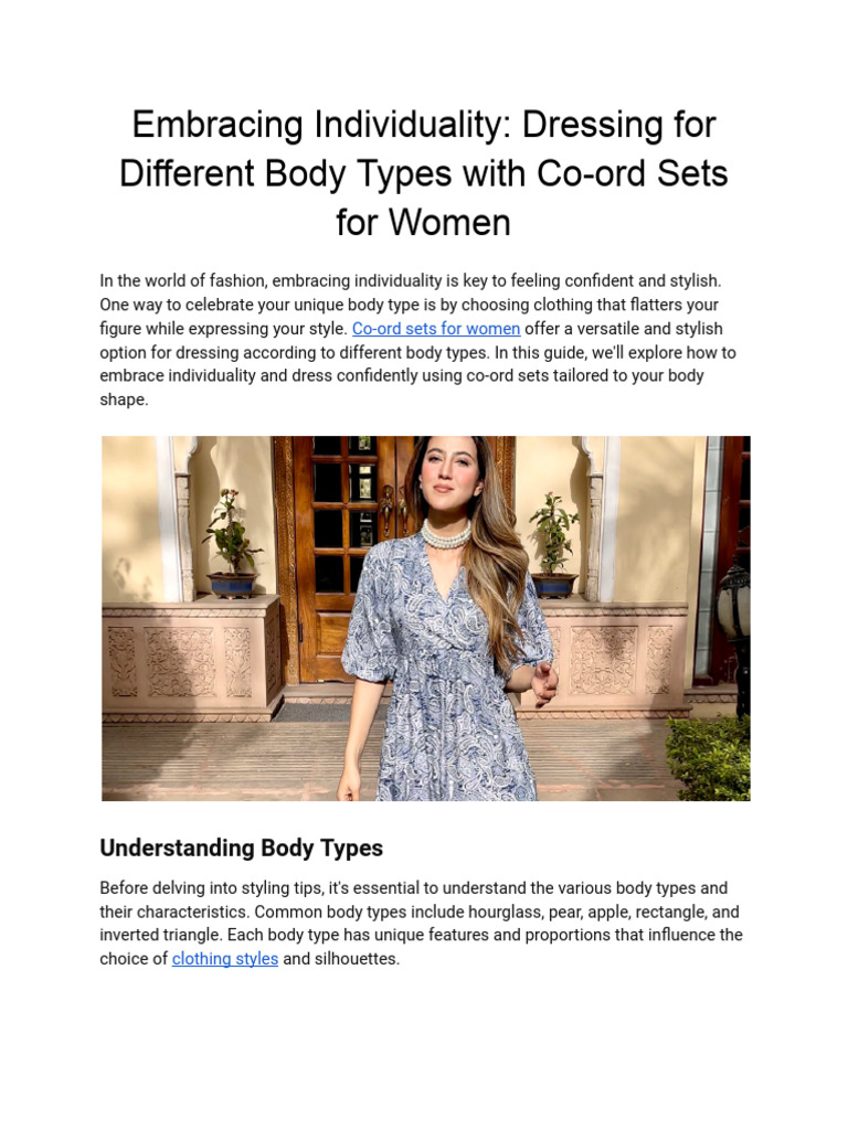 Embracing Individuality_ Dressing for Different Body Types With Co-Ord Sets for Women | PDF ...