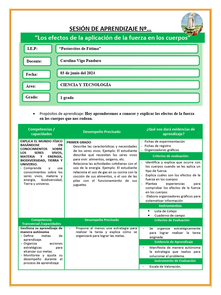 31 de Mayo - Ciencia - Primer Grado | PDF | Fuerza | Aprendizaje