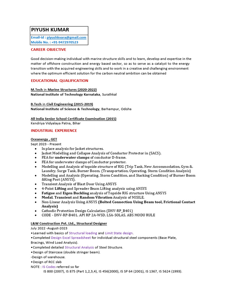 CV Piyush | PDF | Technology & Engineering