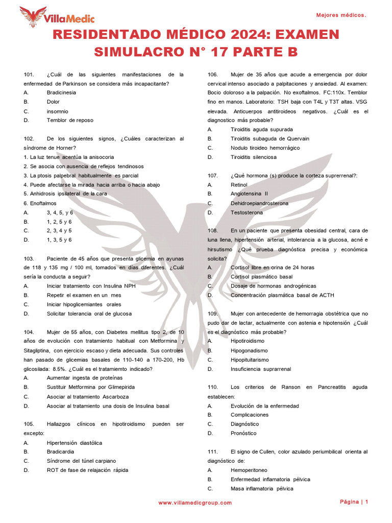 RM 2024 - Examen Simulacro 17 B | PDF | El embarazo | Enfermedades y trastornos