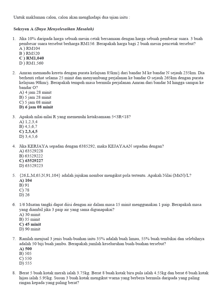 Contoh Soalan Exam PSEE | PDF