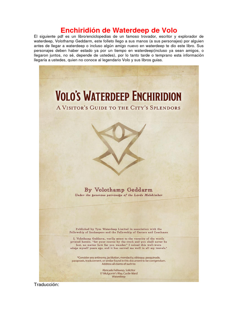 Enchiridión de Waterdeep de Volo | PDF | Tráfico | Nobleza