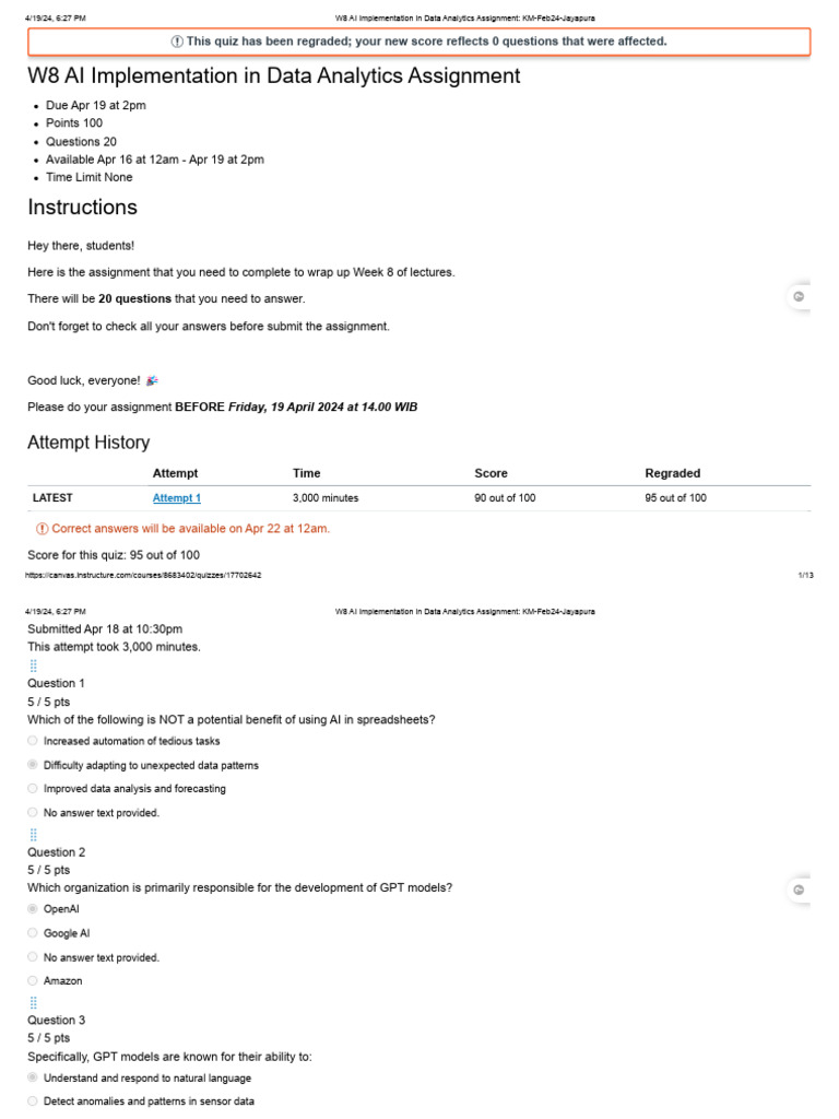 W8 AI Implementation in Data Analytics Assignment - KM-Feb24-Jayapura | PDF | Artificial ...