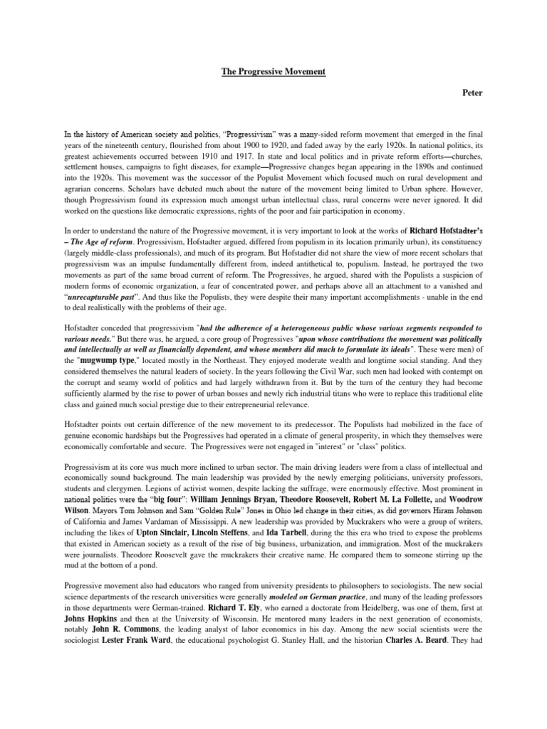 Progressive Movement (Peter) | PDF | Progressivism In The United States ...