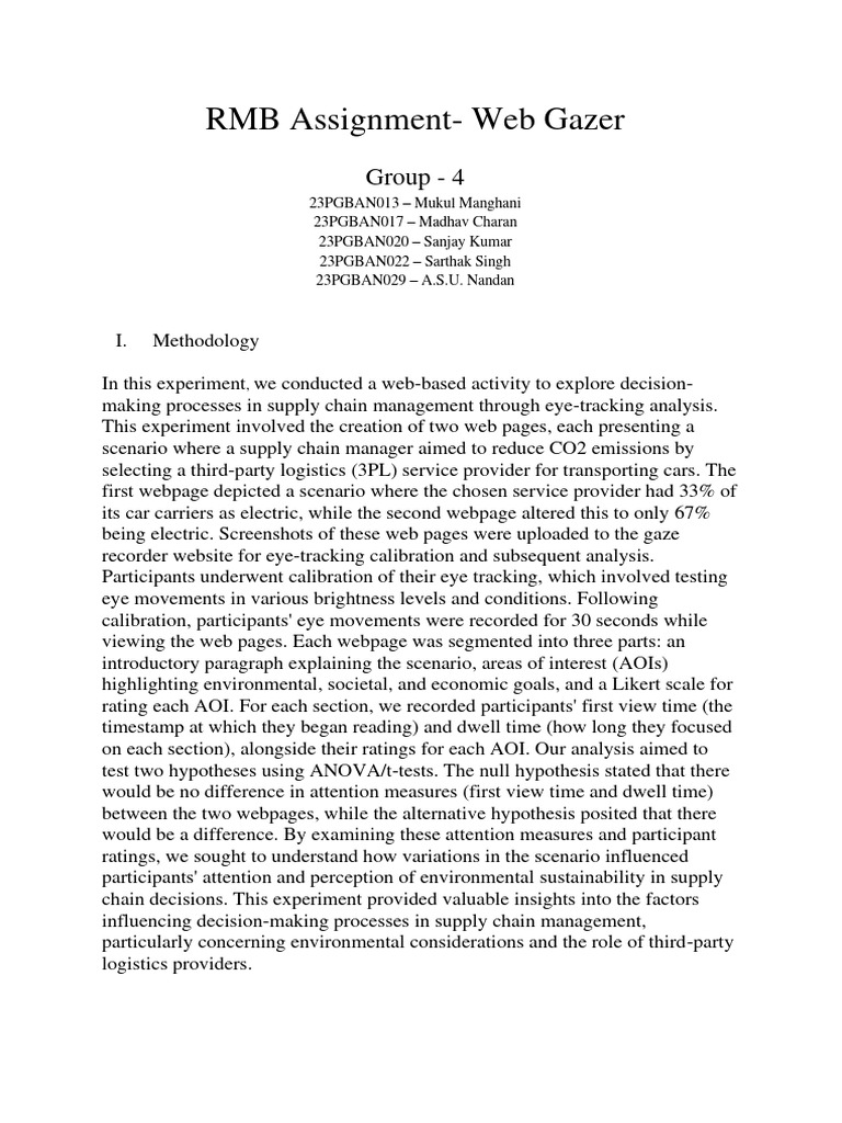 RMB Assignment - Group 4 | PDF | Statistical Significance | Statistical ...