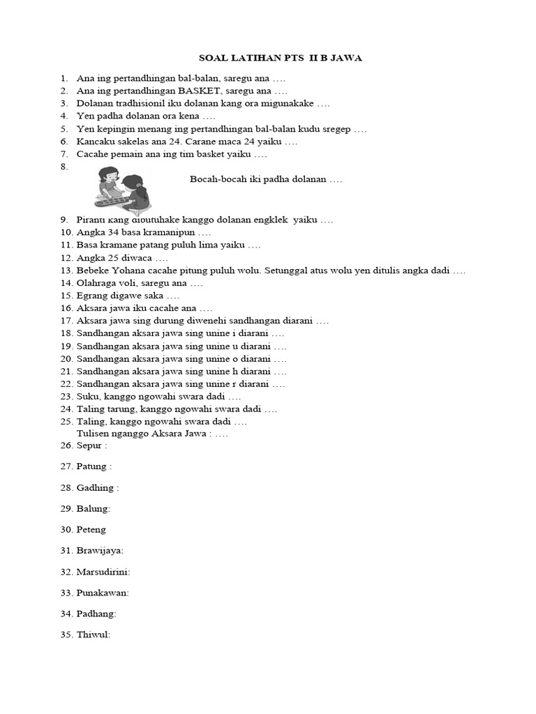 Latihan Soal Pts b Jawa | PDF