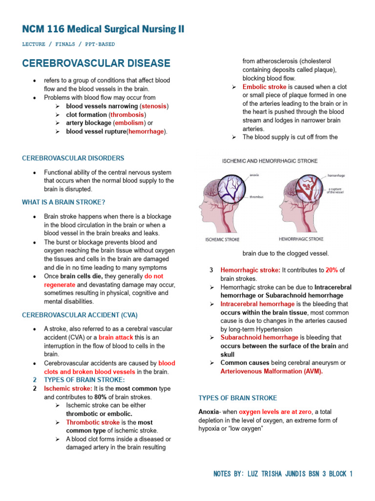 Medsurg Final Notes Pdf Stroke Myocardial Infarction