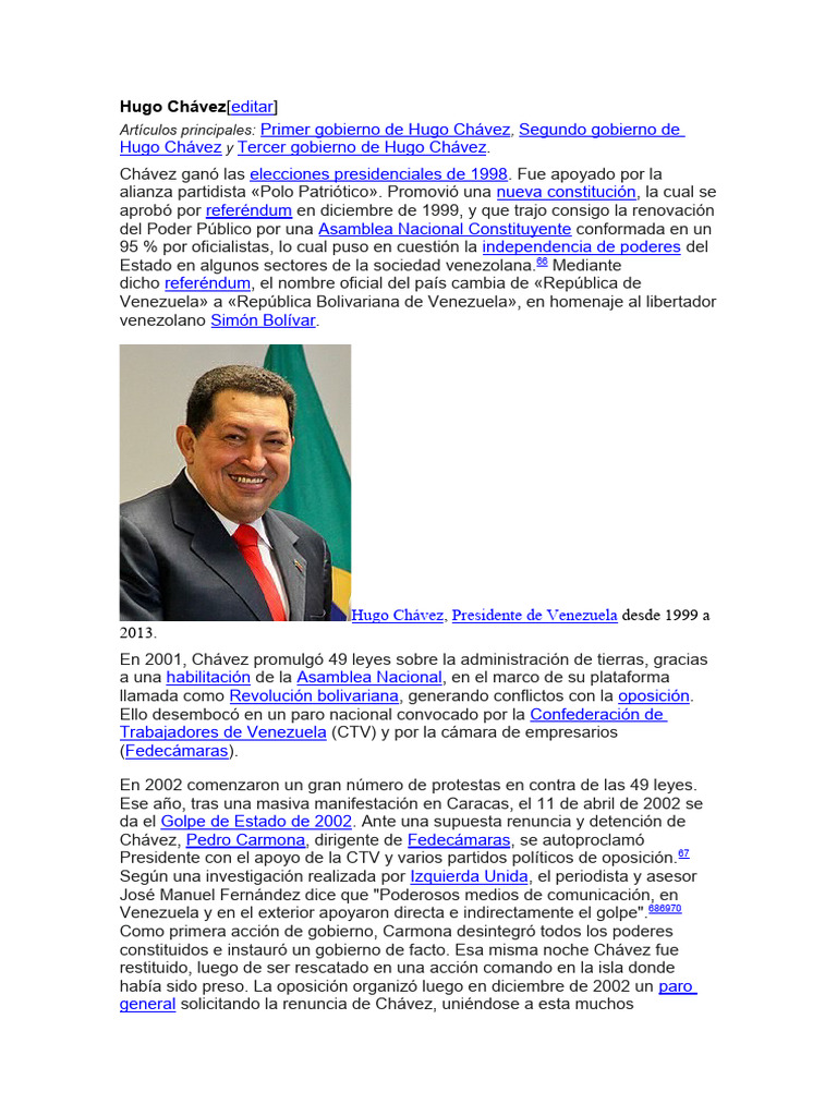 Hugo Chávez | PDF | Venezuela | Hugo Chavez