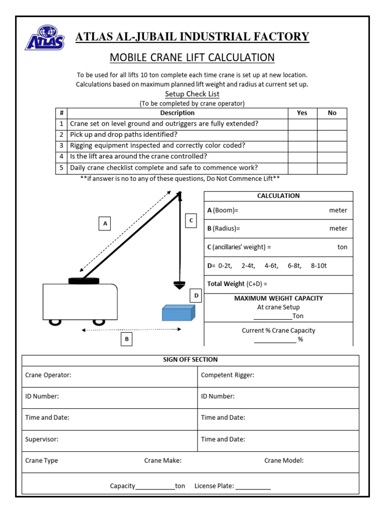 Atl-Hse - Lifting Plan Form-047 | PDF | Crane (Machine)