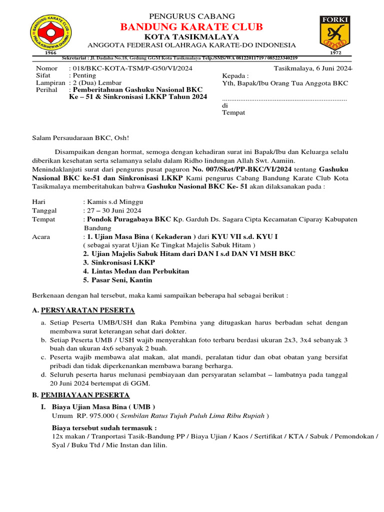 Gashuku Nasional BKC 2024 | PDF