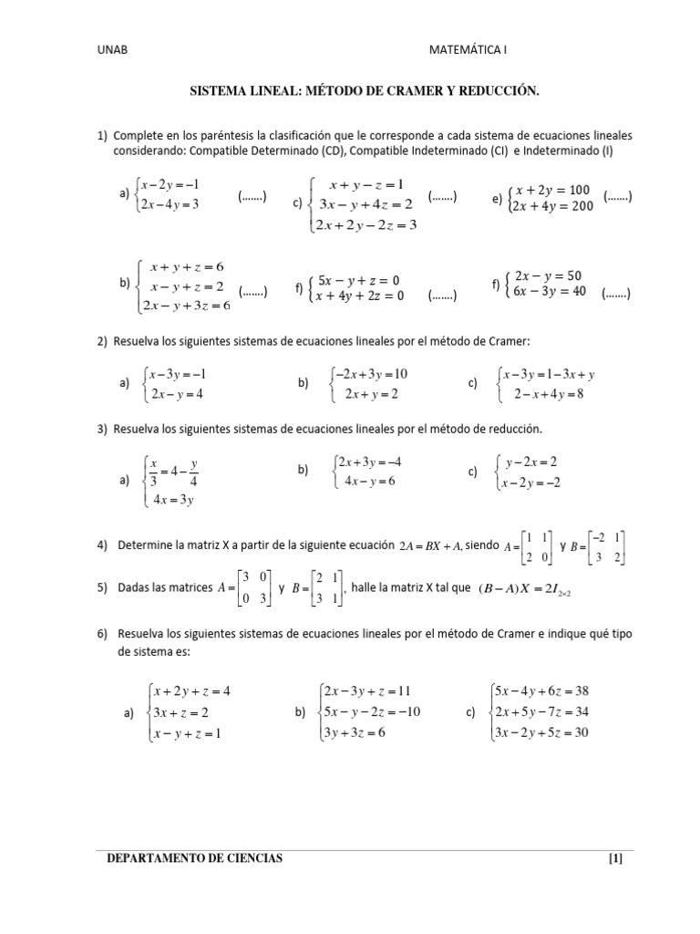 Resolución de Sistemas Lineales | PDF | Sistema de ecuaciones lineales ...