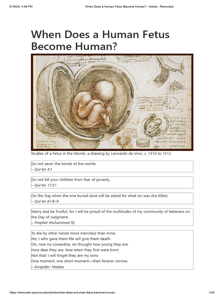Article - When Does A Human Fetus Become Human - Article - Renovatio ...