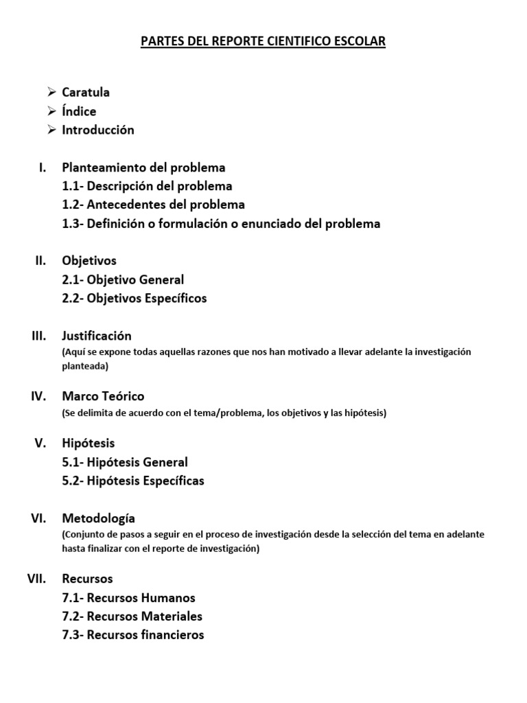 Partes Del Reporte Cientifico Escolar | PDF