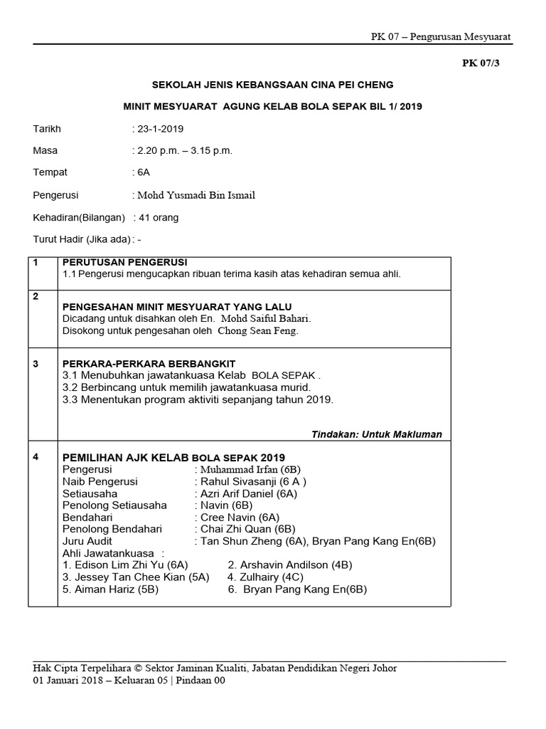 3-Minit Mesyuarat 1 | PDF