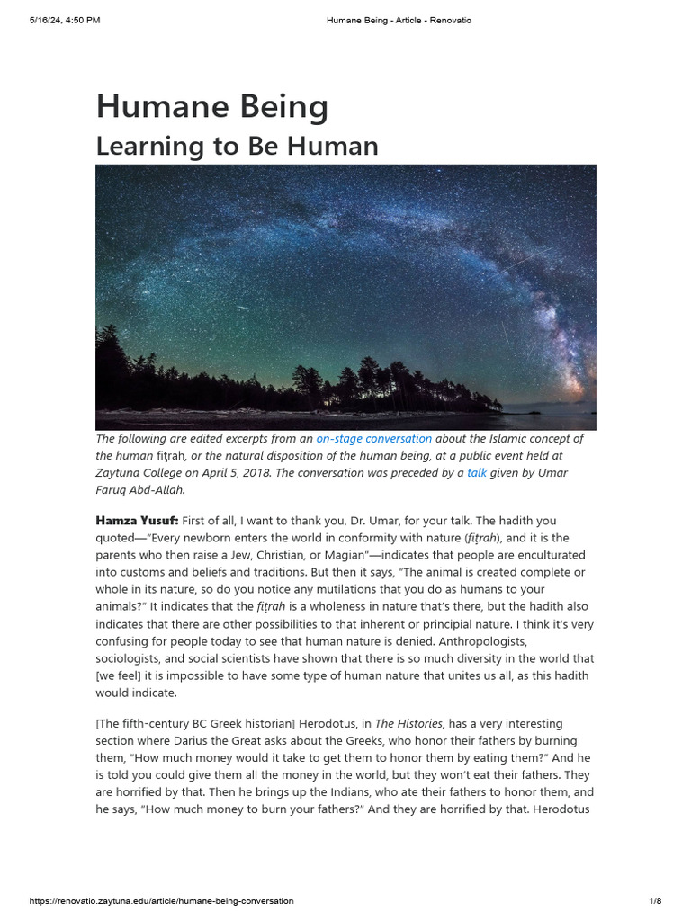 Q - A - Humane Being - Article - Renovatio | PDF | Religion & Spirituality