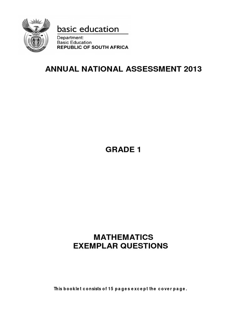 2013 Ana Grade 1 English Mathematics Exemplar | PDF | Cognition | Learning