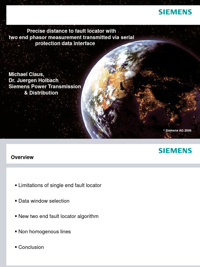 Siemens - Slides - Distance - TwoEndFaultLocator English | PDF | Electric Power Transmission ...