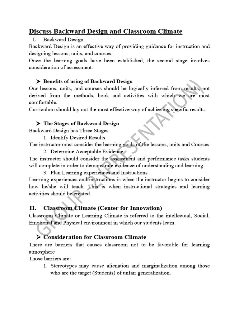 Primary Education Backward Design | PDF | Learning | Classroom