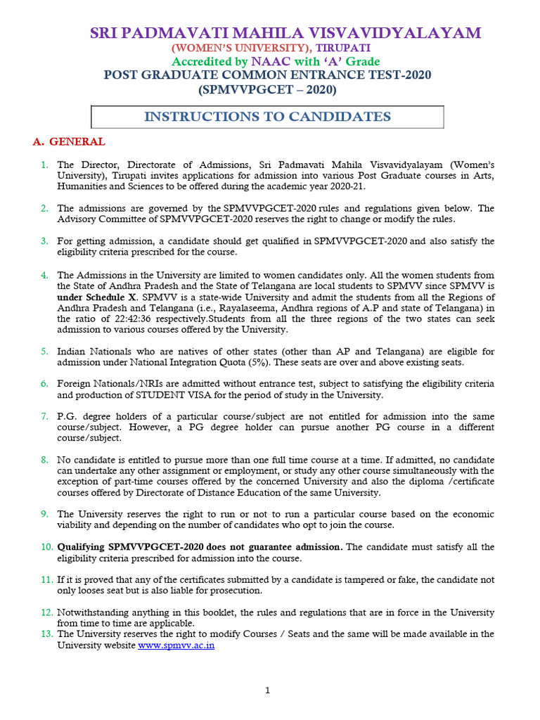 Instructions For Degree Qualified Students 2020-21 | PDF | University ...