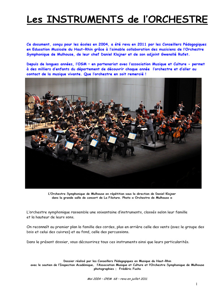 Instruments de l'Orchestre Symphonique | PDF | Instruments à corde ...