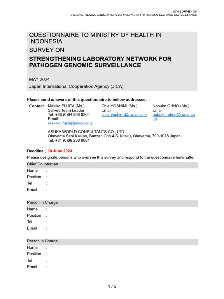 Questionnaire Data Collection Survey_MoH | PDF | Dna Sequencing ...