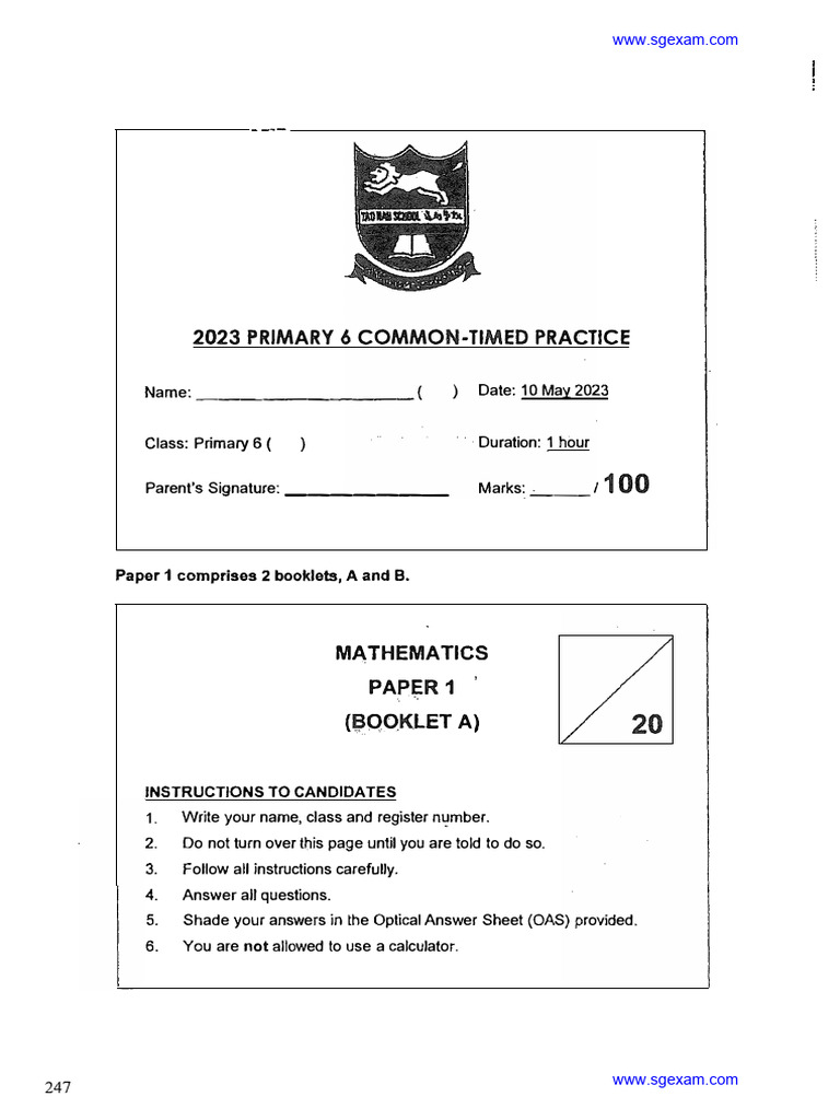 2023-P6-Maths-Weighted Assessment 2-Tao Nan | PDF | Mathematics