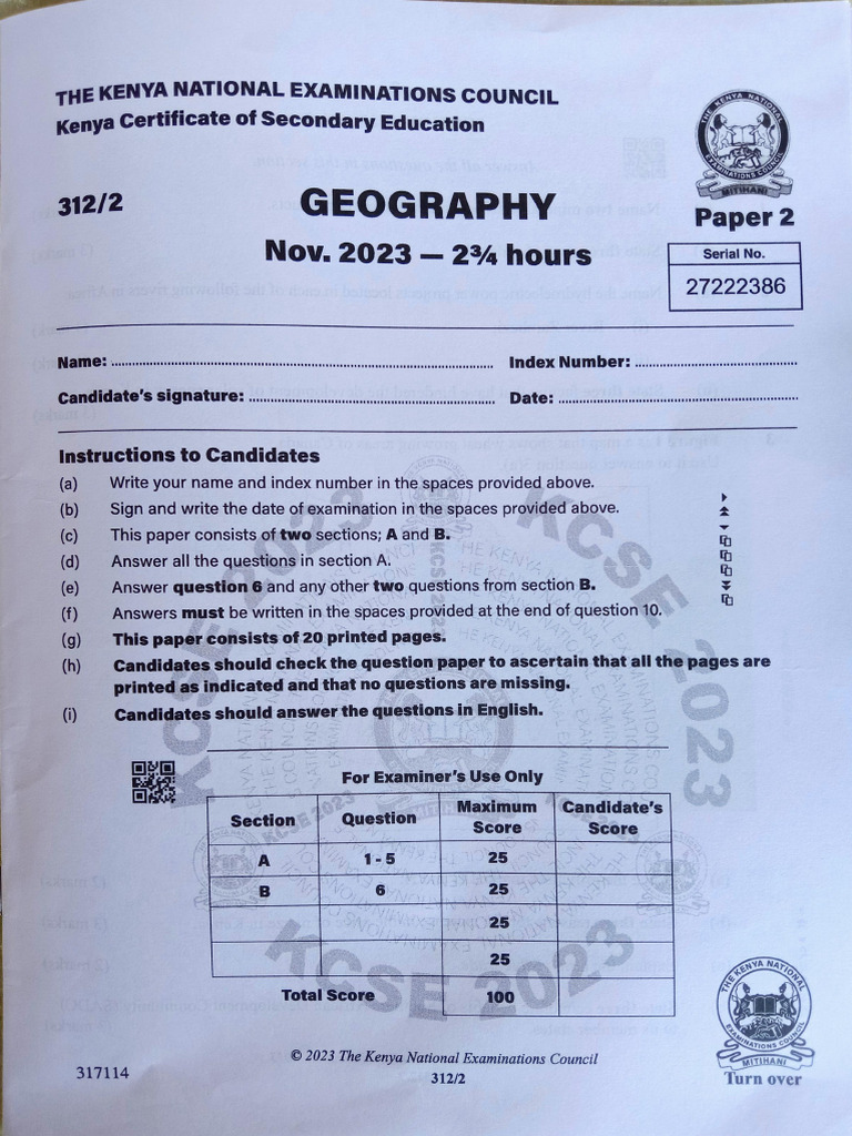 2023 Kcse Geo Pp2 | PDF