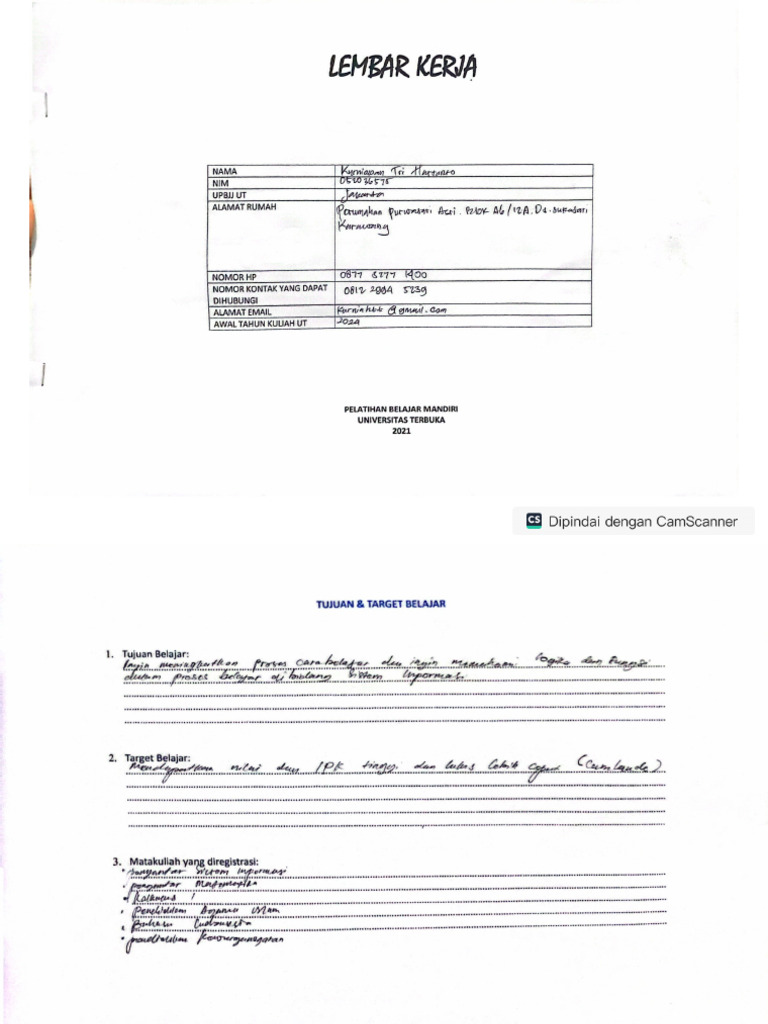 Lembar Kerja UT | PDF