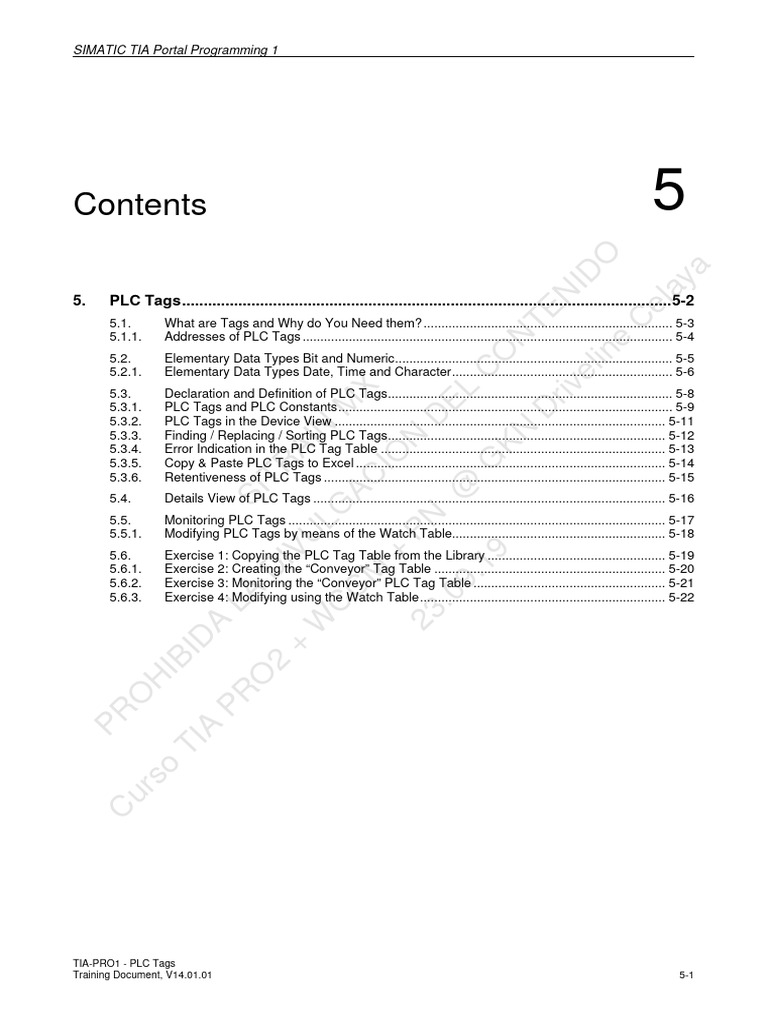 TIA PRO1 05 PLC Tags en | PDF | Integer (Computer Science) | Data Type