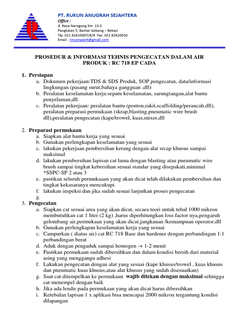 4.1 Special Underwater Coat Prosedur & Informasi Tehnis Pengecatan ...