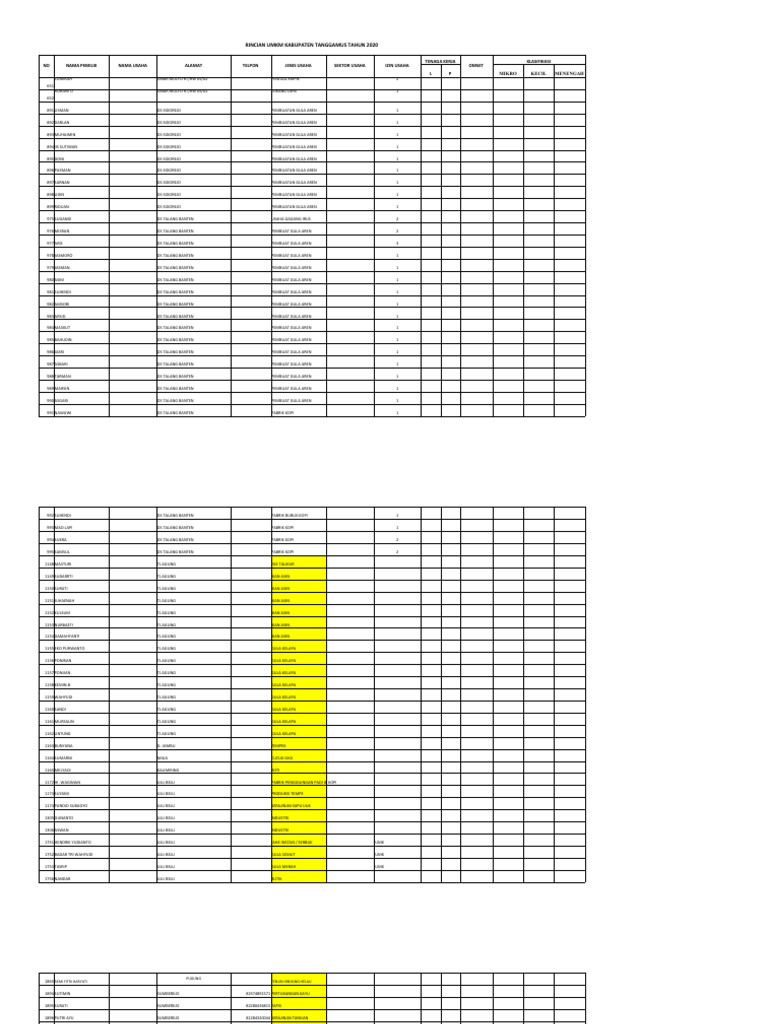 DATA SELURUH UMKM Pilah | PDF