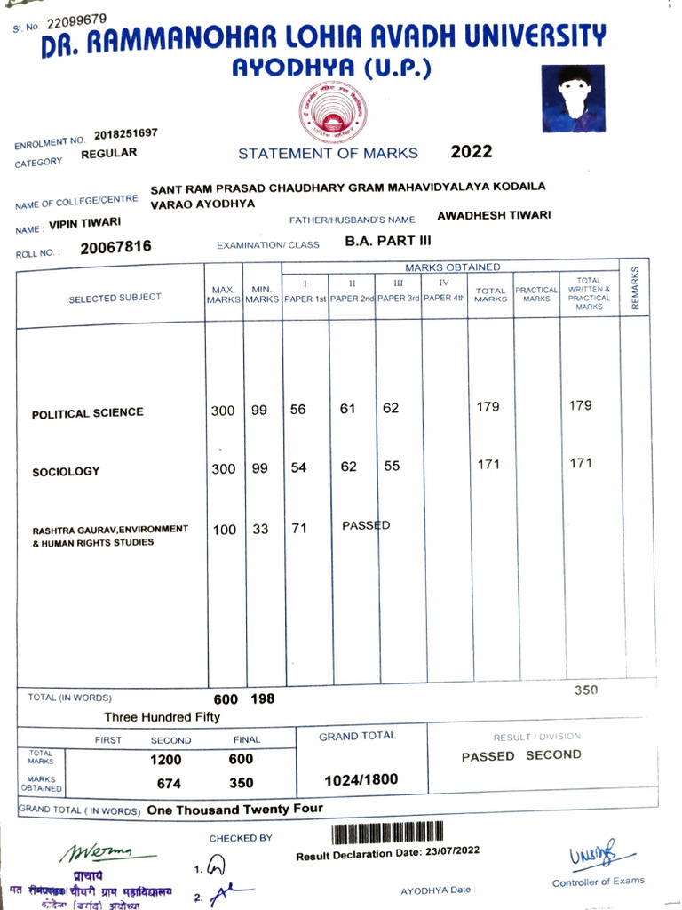 Ba Last Year Result | PDF