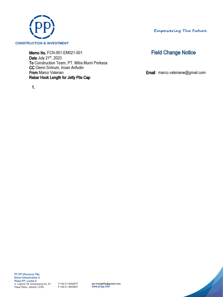Rebar Hook Length Change Notice | PDF