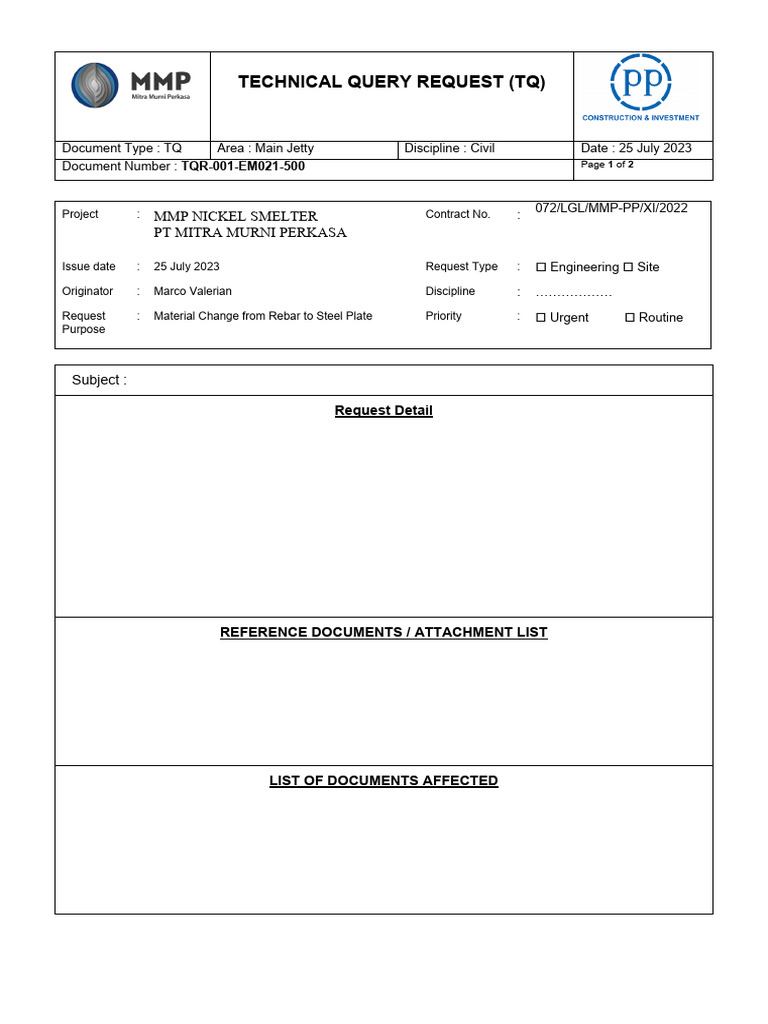 TQ (Technical Query) Format | PDF | Technology & Engineering
