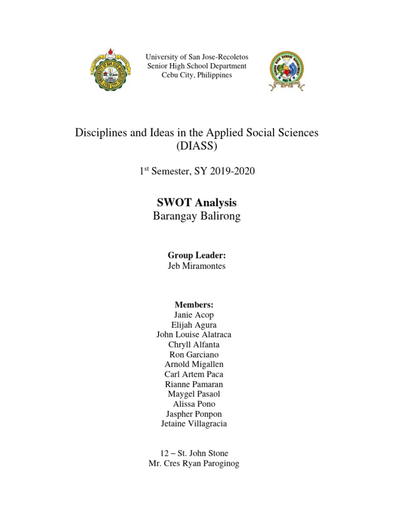 SWOT Analysis of Barangay Balirong | PDF | Recycling | Waste