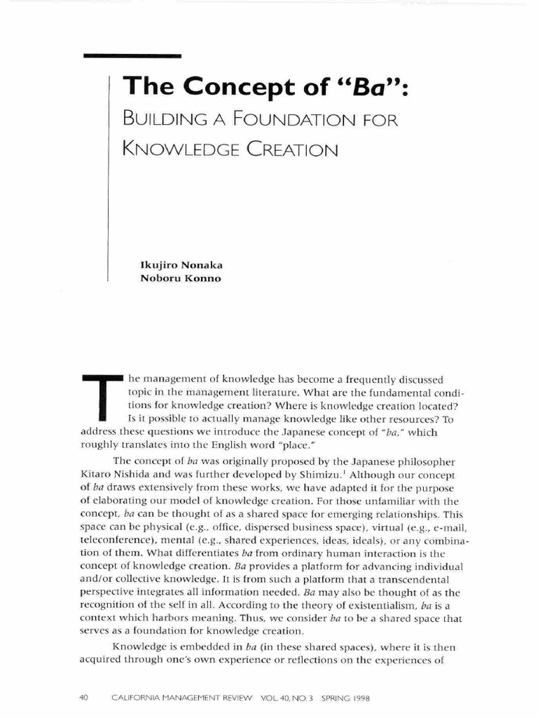 Nonaka Building A Foundation For Knowledge Creation | PDF