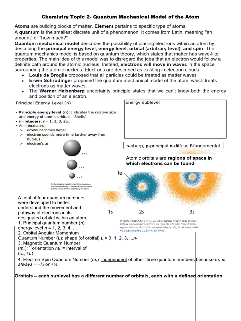 Chemistry Topic 2 | PDF | Electron Configuration | Atomic Orbital