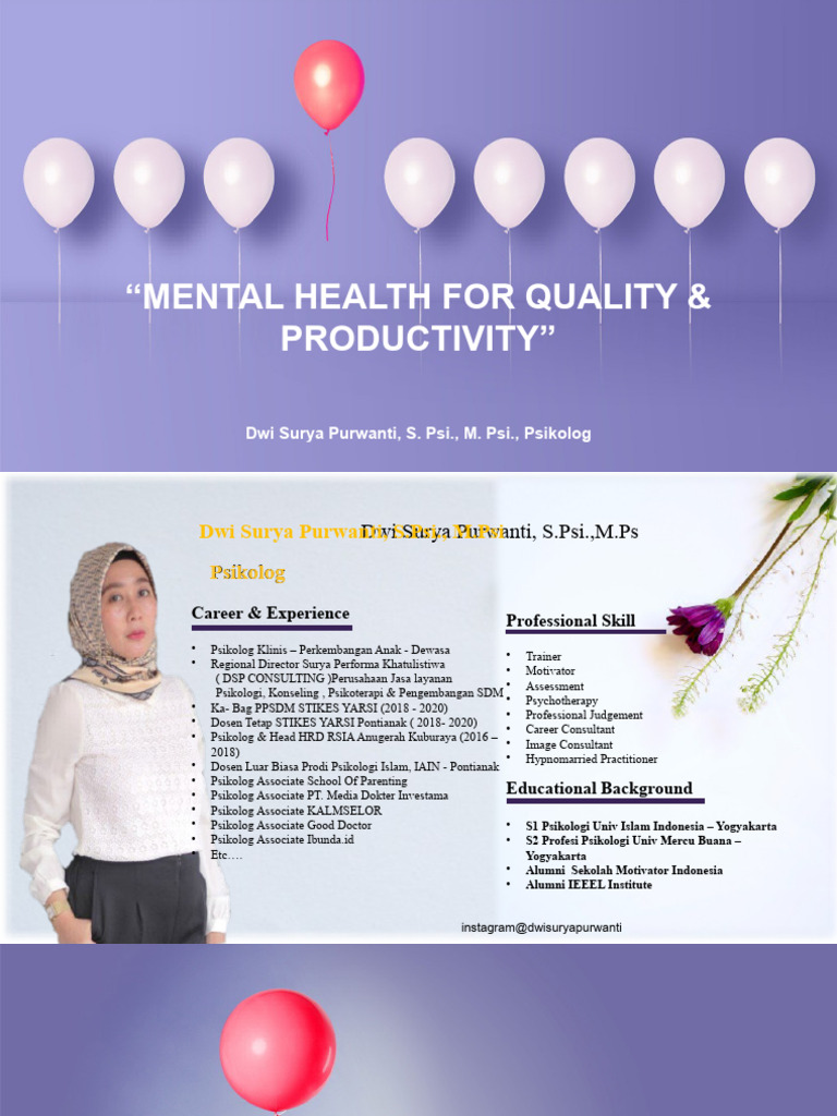 Mental Health For Quality & Productivity | PDF | Pengembangan Diri | Karier & Perkembangan
