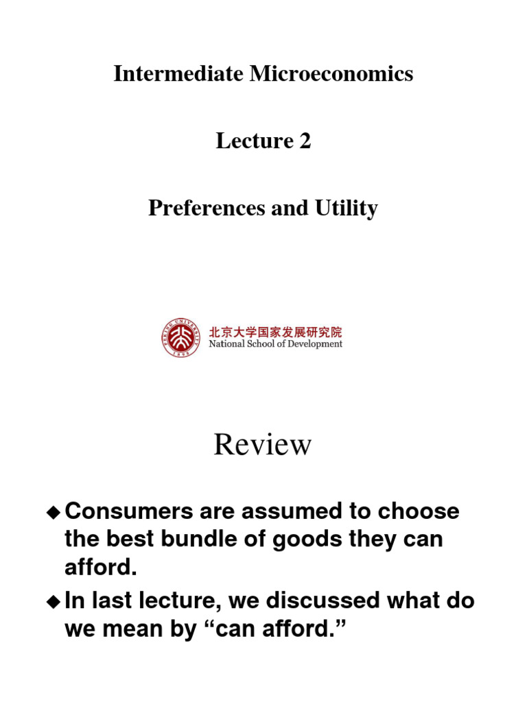 Lecture 2 Pdf Utility Economic Theories 