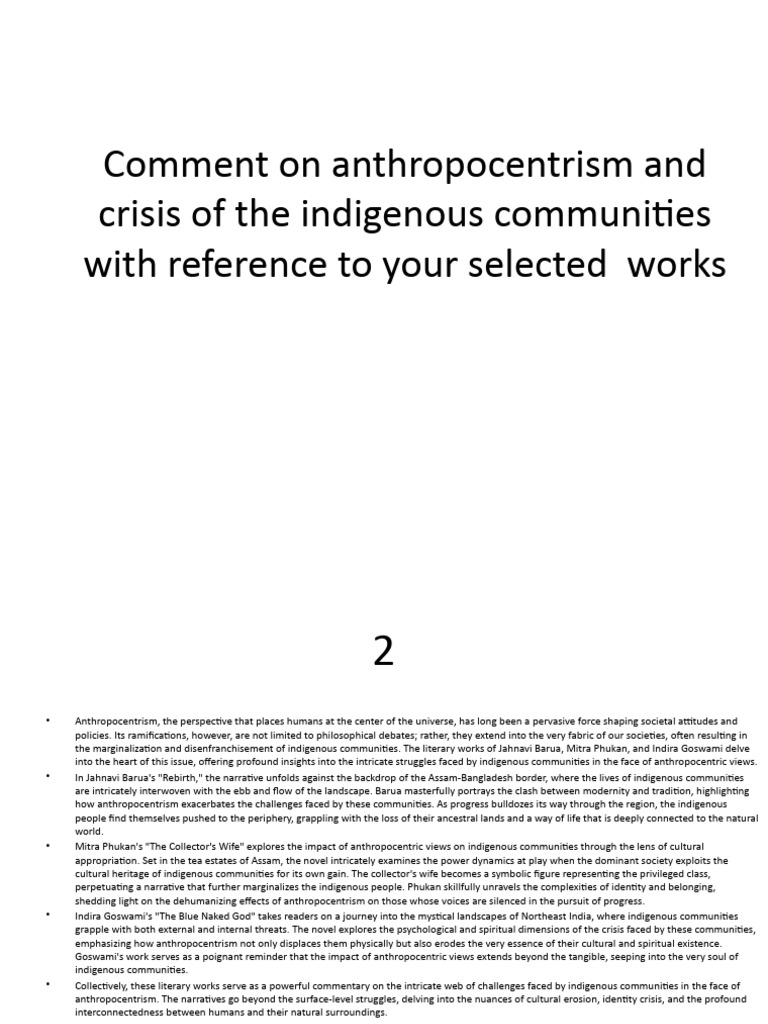 Comment On Anthropocentrism and Crisis of The Indigenous | PDF | Ecocriticism | Narrative