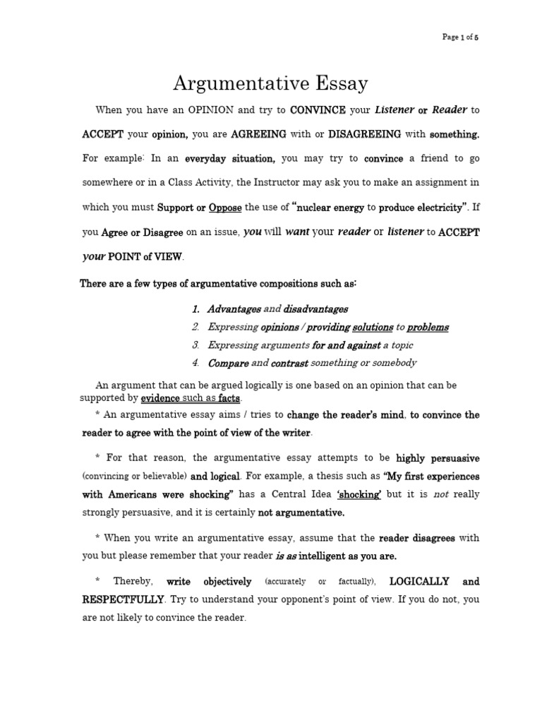 Argumentative Essay For Students | PDF | Essays | Argument