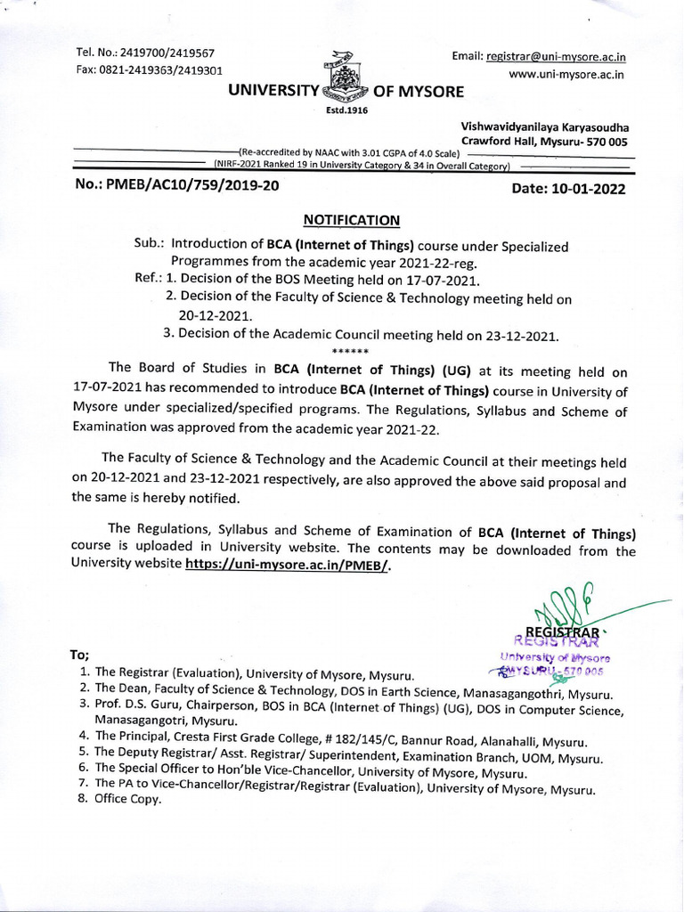 BCA (Internet of Things) Syllabus | PDF | Relational Database | Databases