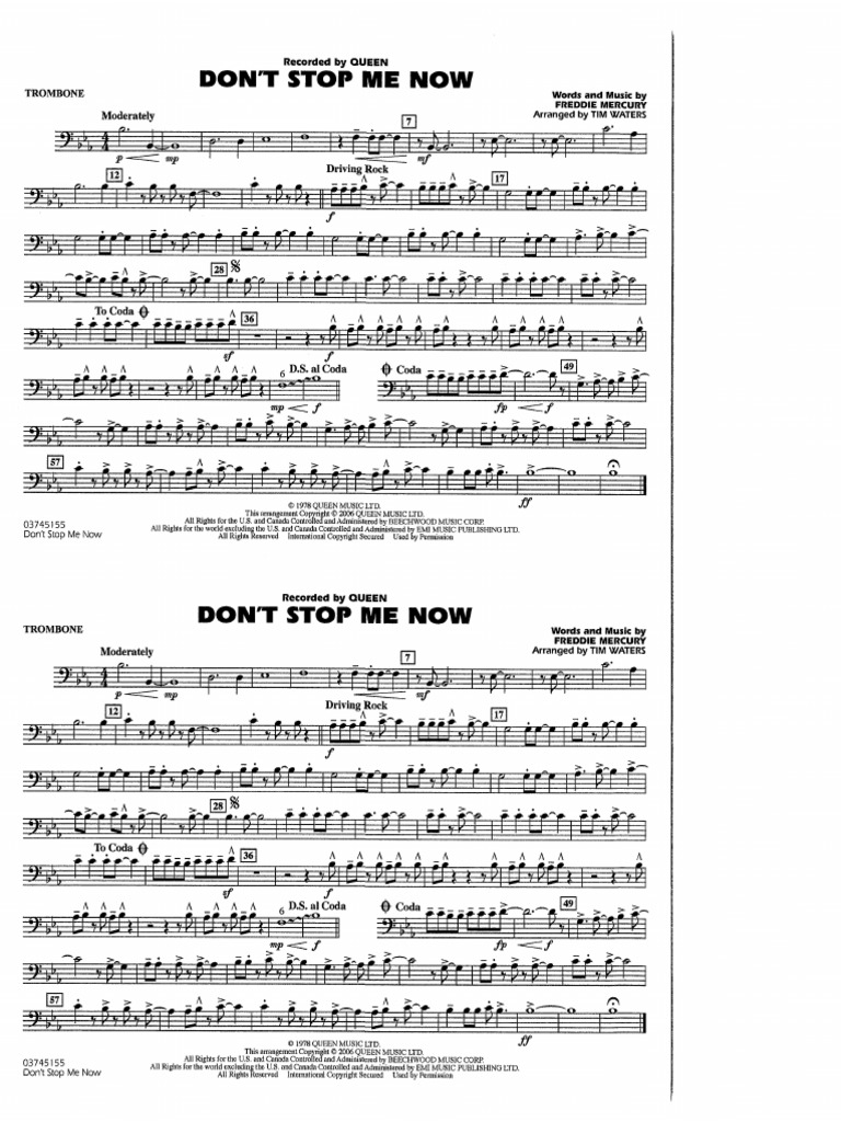 Don't Stop Me Now - Trombone Ut | PDF