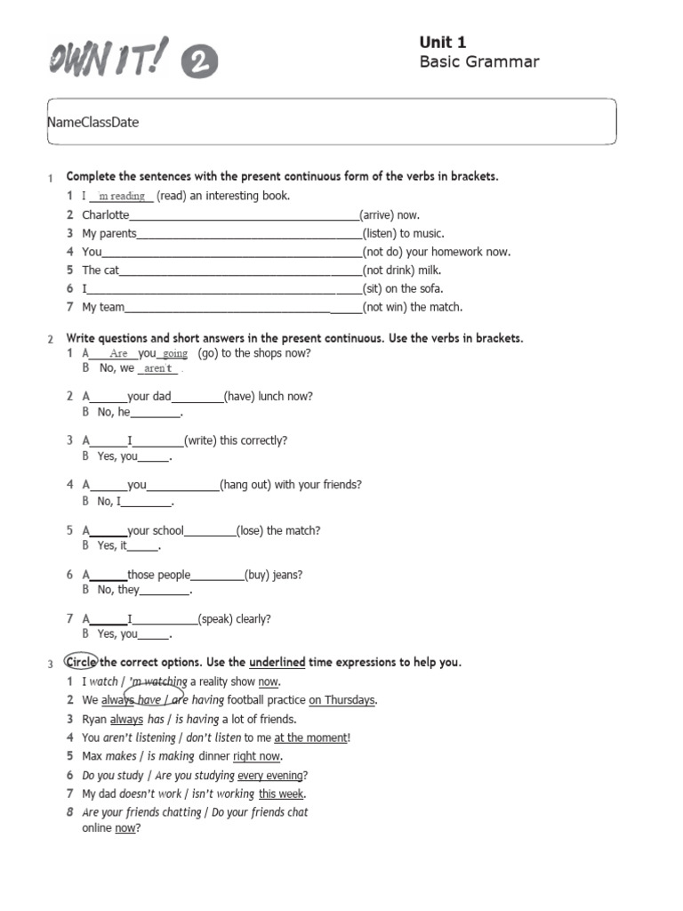 Basic Grammar Unit1 Without Answers | PDF | Language Families | Language Mechanics