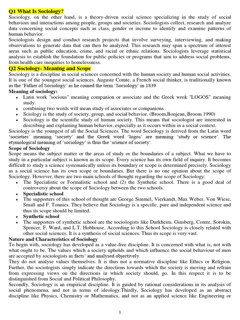 CC2 Sociology For Social Work | PDF | Sociology | Social Sciences