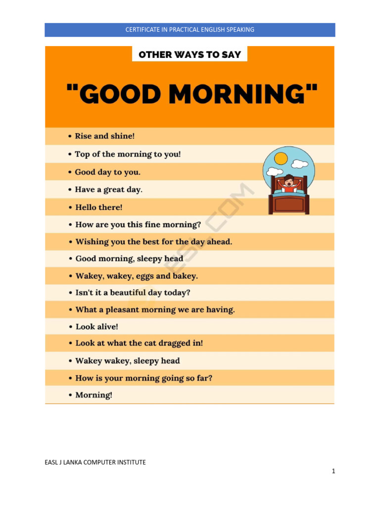 Creative Good Morning Greetings Guide | PDF | Language Arts ...