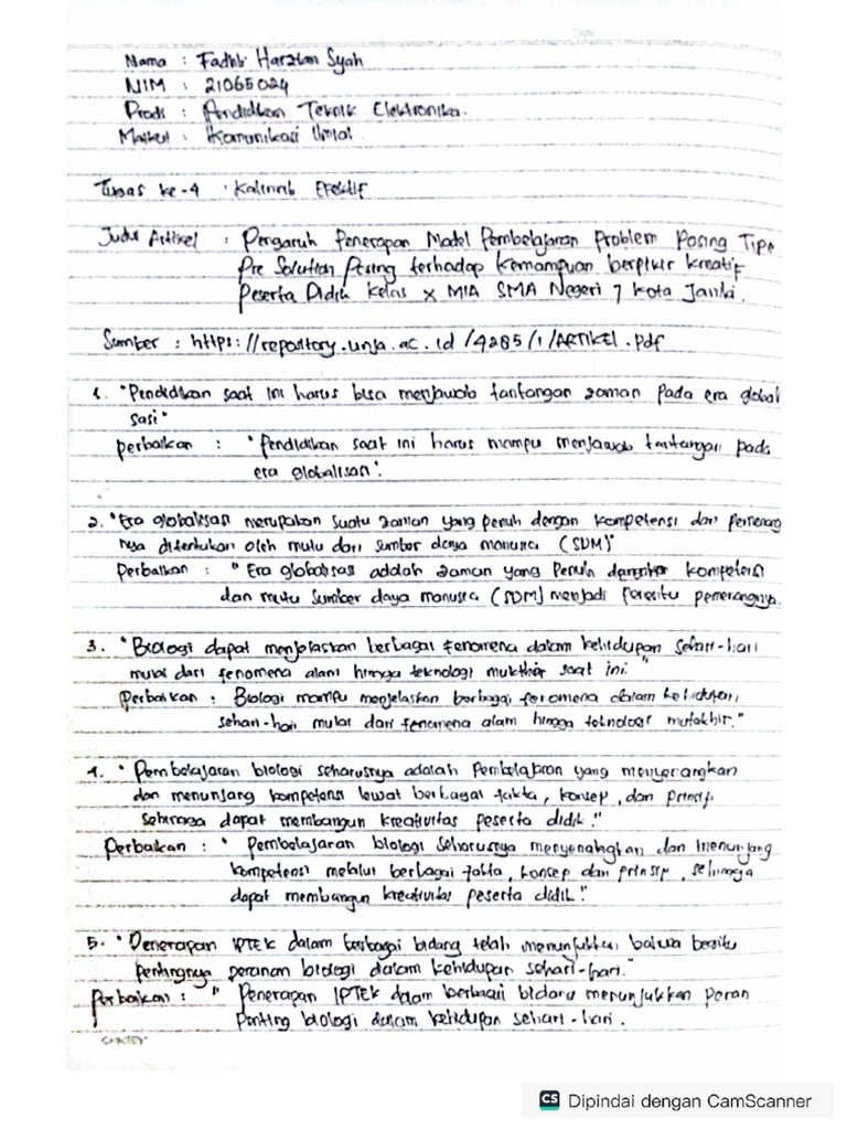 Tugas 4 Komunikasi Ilmiah - Fadhli Harzian Syah - 21065024 | PDF