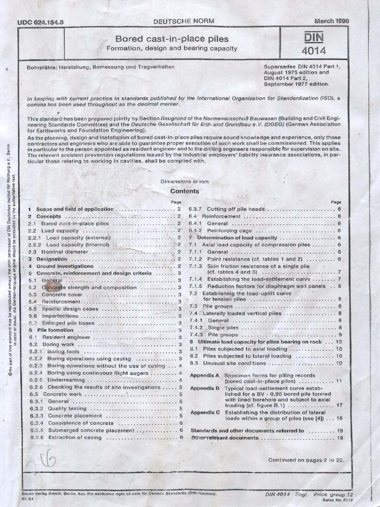 DIN 4014 Bored Piles | PDF | Deep Foundation | Structural Engineering