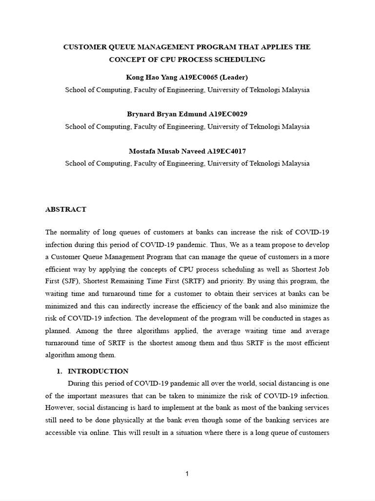 Operating System Project Customer Queue | PDF | Scheduling (Computing) | Computing