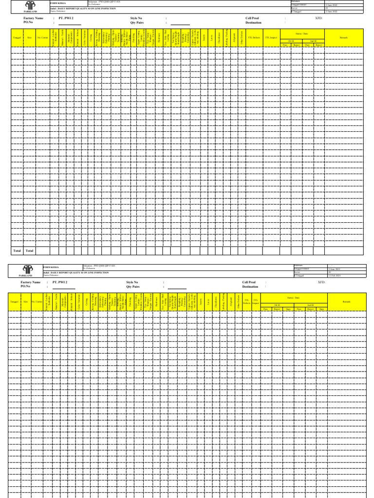 F-028 Daily Report Quality SI Online Inspection | PDF | Shoe | Needlework